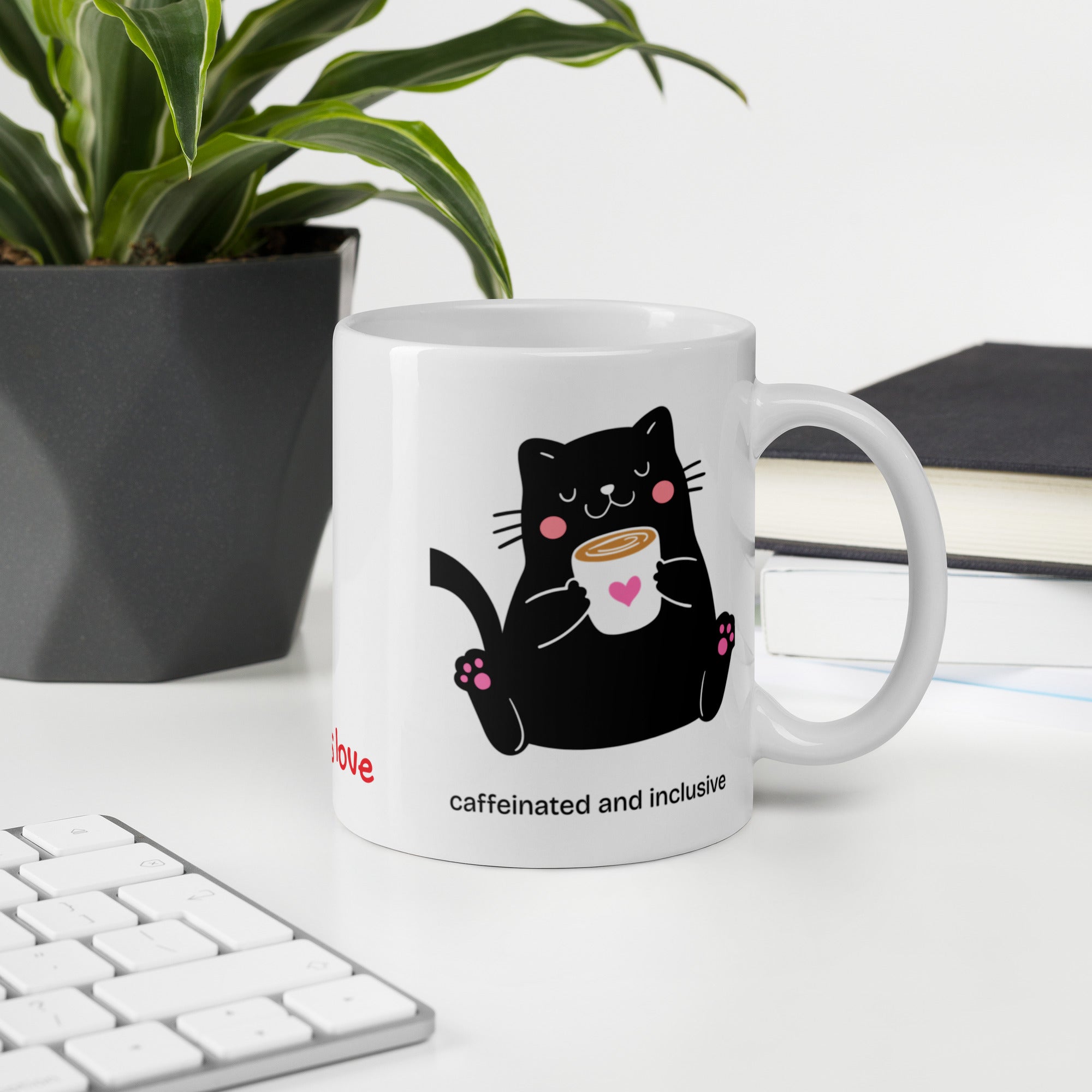 Caffeinated and Inclusive 11oz Mug | Ceramic Coffee Cup – Karma cats LLC